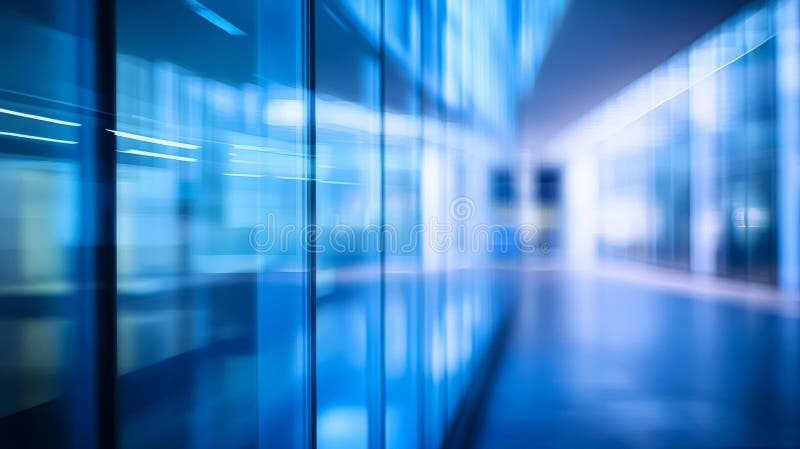 Abstract Blue Glass Building Interior Stock Illustration - Illustration ...