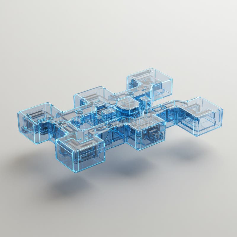 Abstract Blue Glass Cubic Structure 3D Model Stock Illustration ...