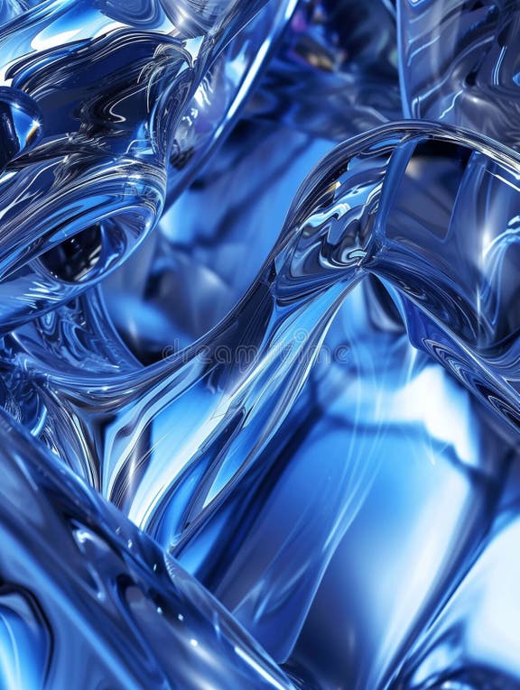 Abstract Blue Glass Curves Creating a Mesmerizing Visual Effect. Stock ...