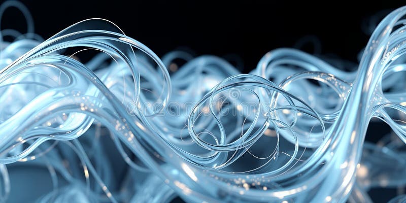 Abstract Blue Glass Swirls Background Design Liquid Wave Flowing ...