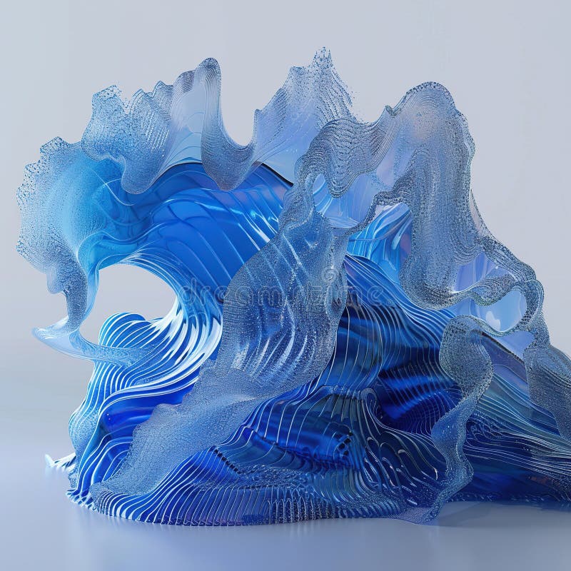 Abstract Blue Glass Wave Sculpture Stock Illustration - Illustration of ...