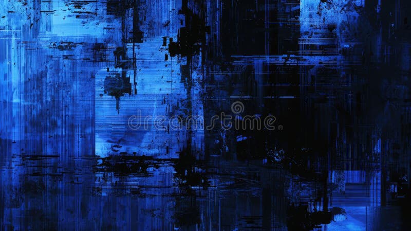 Abstract of Complex Blue Glitch with Pixel Effect in Graphic Background ...