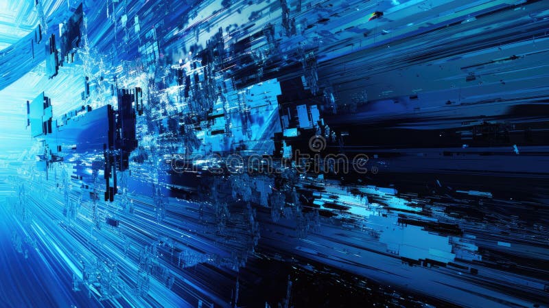 Abstract of Complex Blue Glitch with Pixel Effect in Graphic Background ...