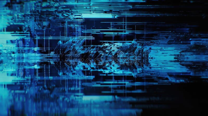 Abstract of Complex Blue Glitch with Pixel Effect in Graphic Background ...