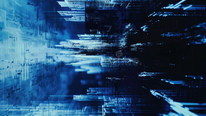 Abstract of Complex Blue Glitch with Pixel Effect in Graphic Background ...