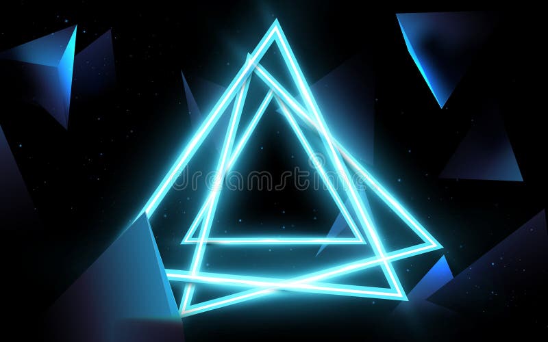 Abstract Blue Glow Light Triangles with Futuristic Technology Digital ...