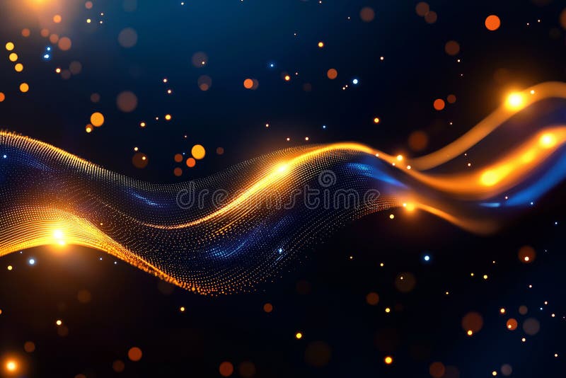 Abstract Blue Glowing Background with Sound Waves and Shimmering Lights ...