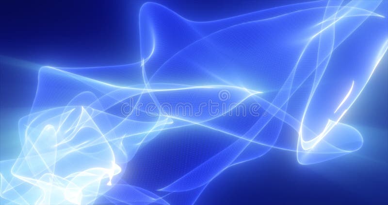 Abstract Blue Glowing with Bright Fire Energy Magic Waves from Lines on ...