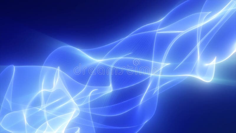 Abstract Blue Glowing with Bright Fire Energy Magic Waves from Lines on ...