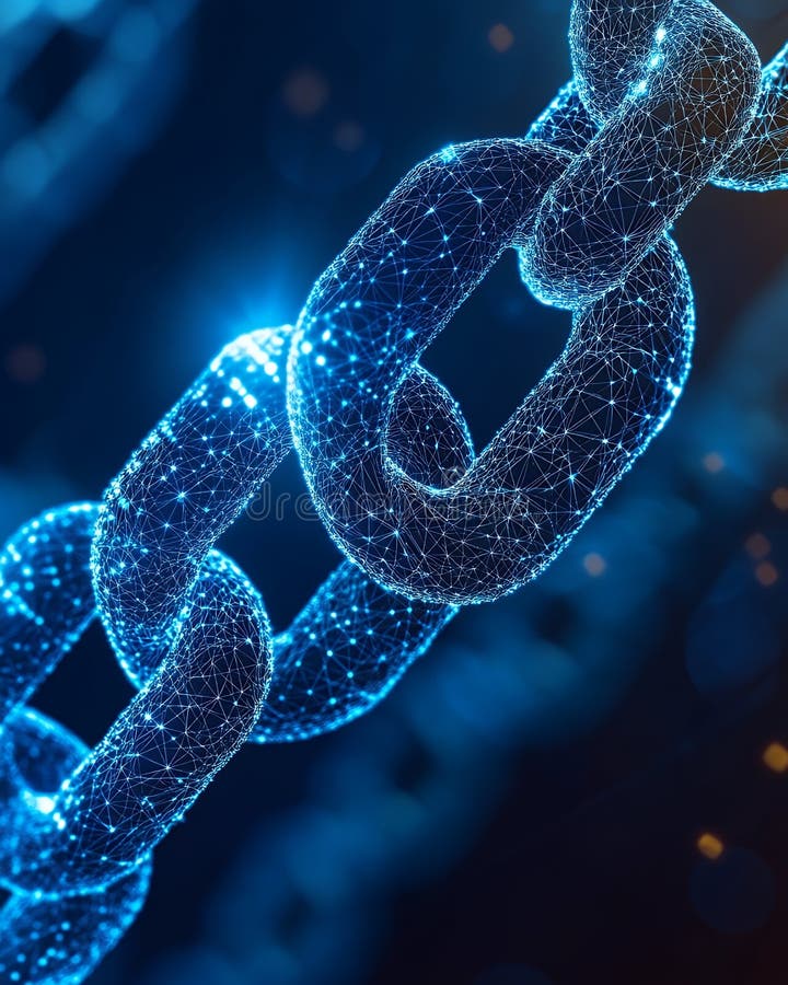 Abstract Blue Glowing Chain Link Network Connection Technology 3d Web ...