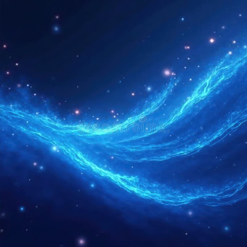 Abstract Blue Glowing Cosmic Waves, Swirling Nebula , Design, Curve ...