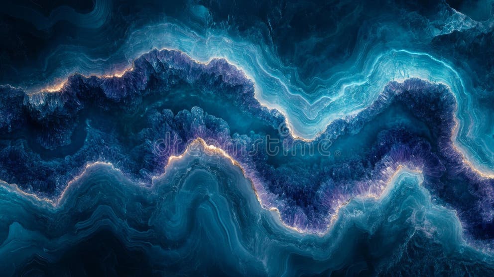 Abstract Blue Glowing Crystal Waves Background Stock Illustration ...