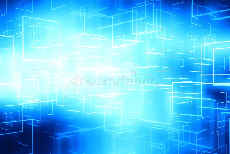 Abstract Blue Glowing Cyberspace Data Boxes Technology Background Stock ...