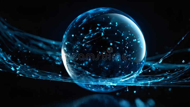 Abstract Blue Glowing Energy Magic Bright High Tech Sphere Ball Circle ...