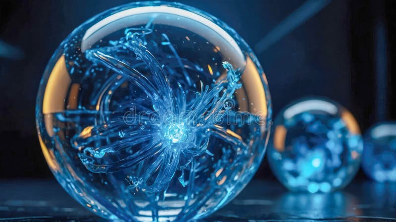 Abstract Blue Glowing Energy Magic Bright High Tech Sphere Ball Circle ...