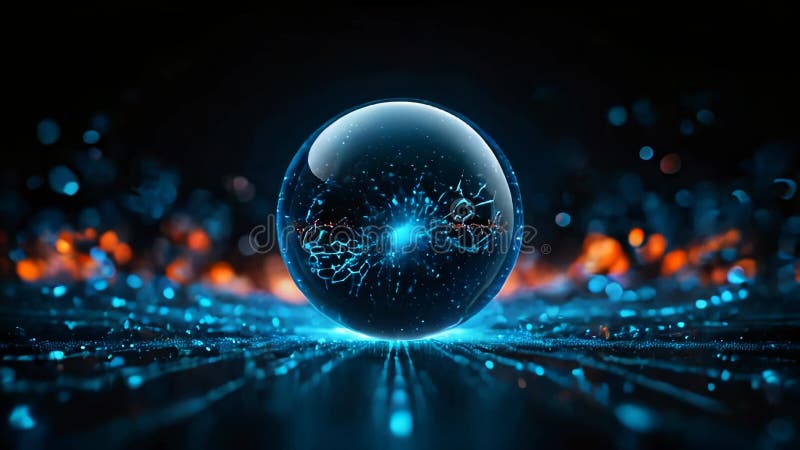Abstract Blue Glowing Energy Magic Bright High Tech Sphere Ball Circle ...