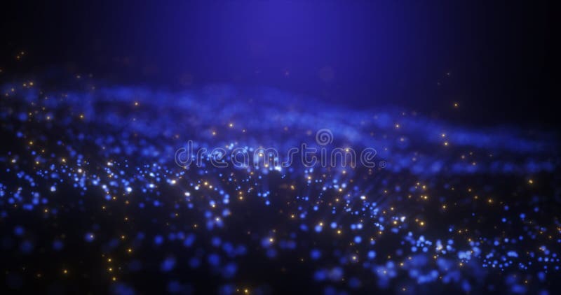 Abstract Blue Glowing Energy Waves from Particles and Magical Dots with ...