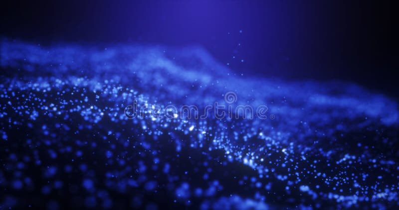 Abstract Blue Glowing Energy Waves from Particles and Magical Dots with ...