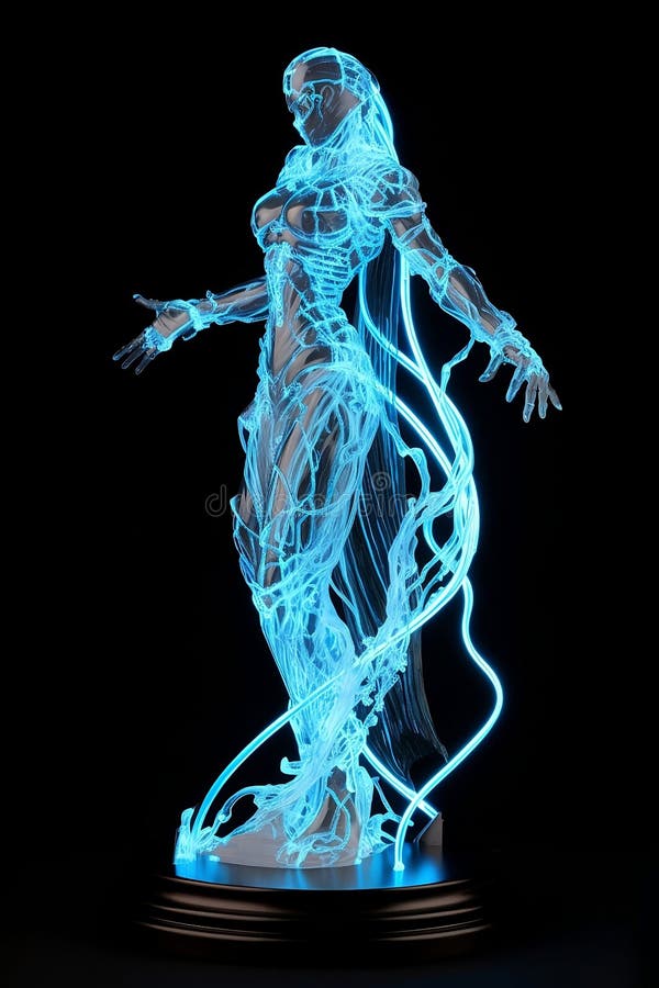 Abstract Blue Glowing Figure on Blackground Stock Illustration ...