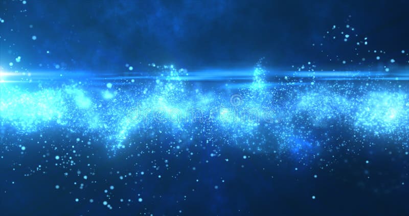 Abstract Blue Glowing Flying Waves of Energy Particles Futuristic High ...