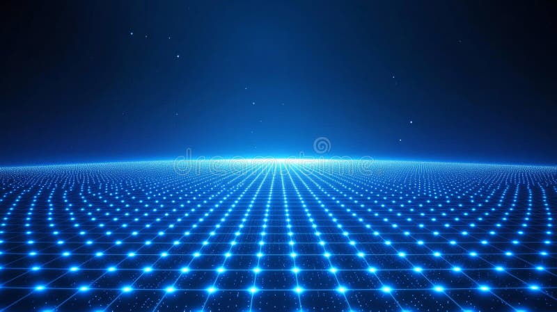 Abstract Blue Glowing Grid Digital Background Stock Illustration ...