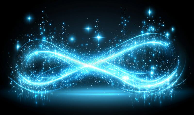 Abstract Blue Glowing Infinity Light Sparkle Design Background Sky Art ...