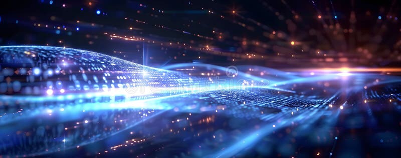 Abstract Blue Glowing Light and Connection Lines on Dark Background ...