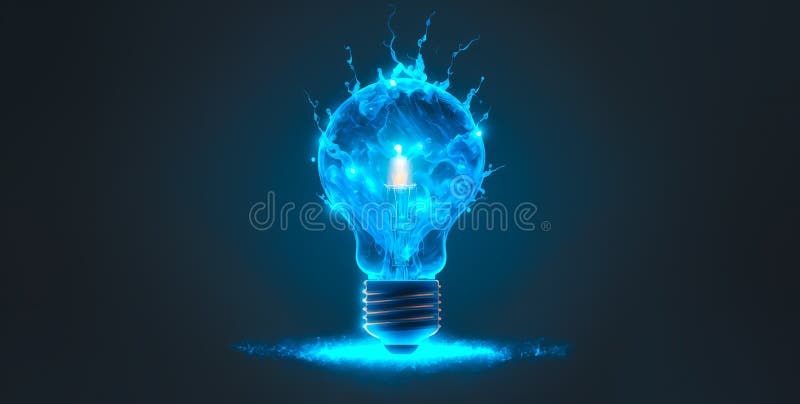 Abstract Blue Glowing Lightbulb Business Idea Concept Stock ...