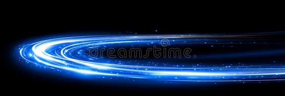 Abstract Blue Glowing Neon Light Effect, Round Magic Trail with ...