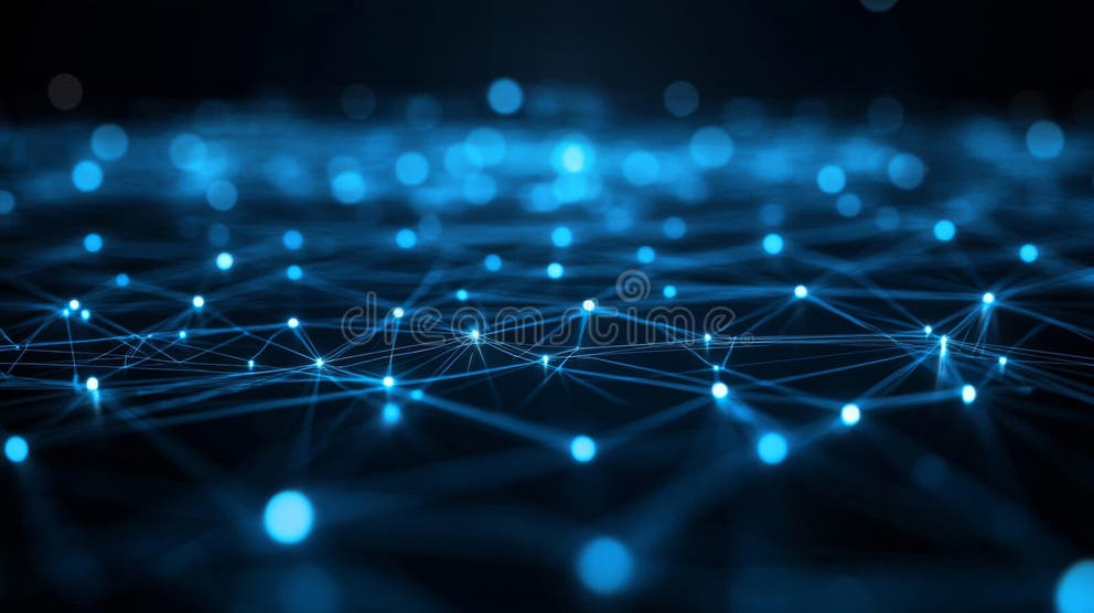 Abstract Blue Glowing Network Mesh Background Stock Illustration ...