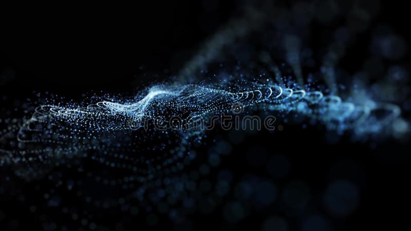 Abstract Blue Glowing Particle Burning in Outer Space Background. 4K ...