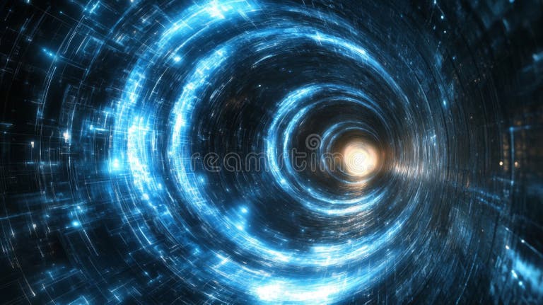 Abstract Blue Glowing Particle Tunnel Stock Illustration - Illustration of energy, space: 367611717