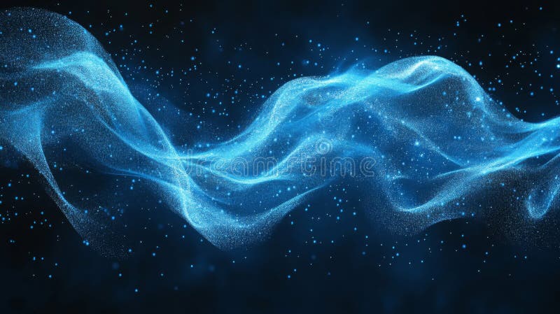 Abstract Blue Glowing Particle Wave Background Stock Illustration ...