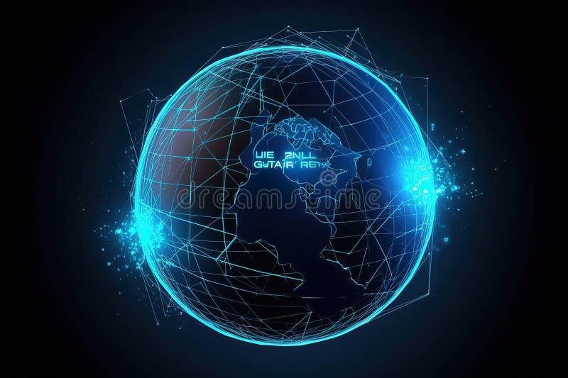 Abstract Blue Glowing Planet Earth in Power Button Earth Hour Concept ...