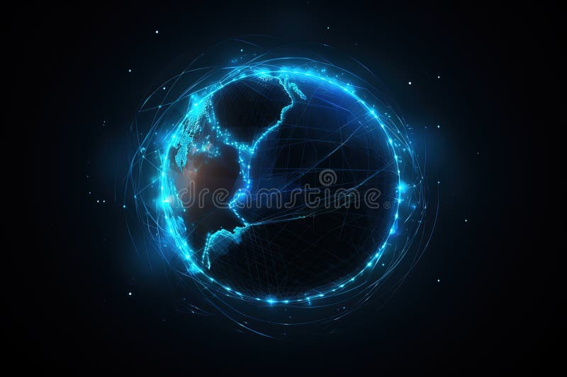 Abstract Blue Glowing Planet Earth in Power Button Earth Hour Concept ...