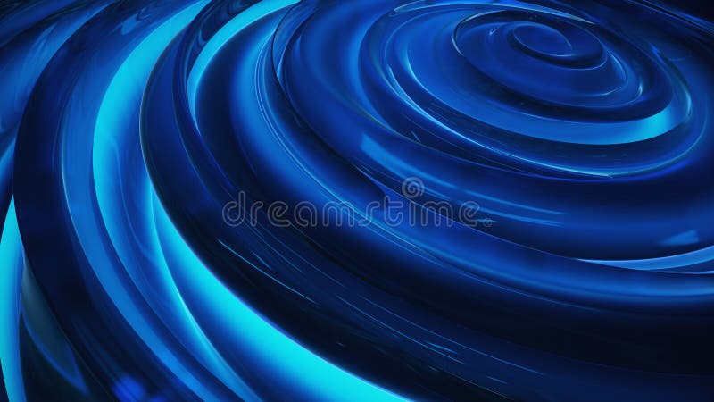 Abstract Blue Glowing Reflective Mirror Spiral Background Rendering ...