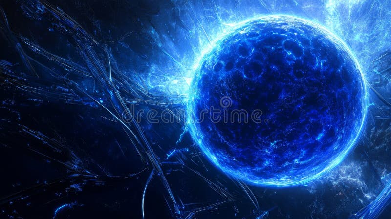 Abstract Blue Glowing Sphere in Futuristic Space Design Stock Image ...