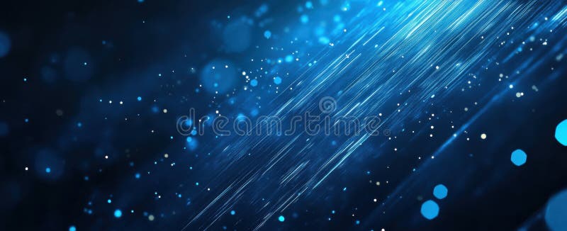 Abstract Blue Glowing Streak Pattern and Light Particles on Dark ...