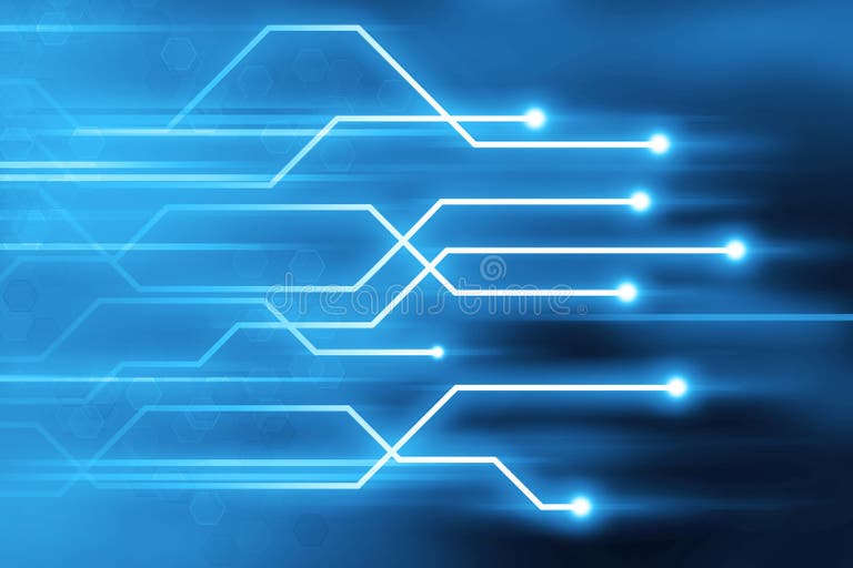 Abstract Blue Glowing Trail Lines Technology Background Stock ...