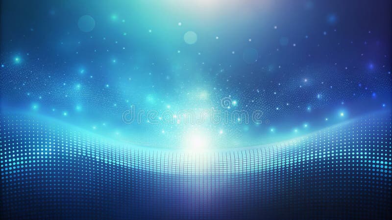 Abstract Blue Glowing Wave Background with Digital Particle Effects and ...