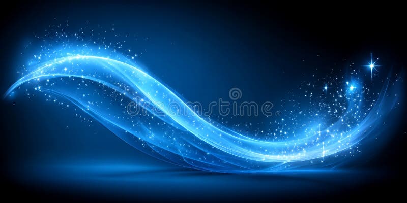Abstract Blue Glowing Wave Sparkle Background Design Art Calm Cool Dark ...