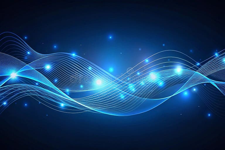 Abstract Blue Glowing Waves, Dark Background, Digital Art, Website ...