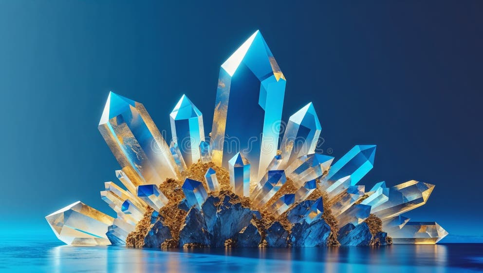 Abstract Blue and Gold Crystal Background Design Stock Photo - Image of ...