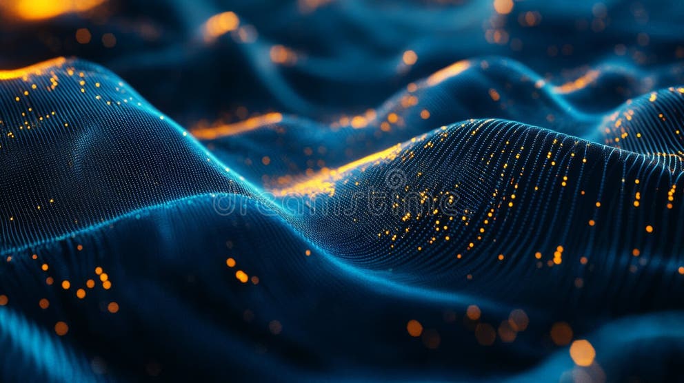 Abstract Blue and Gold Data Waves Background Stock Illustration ...