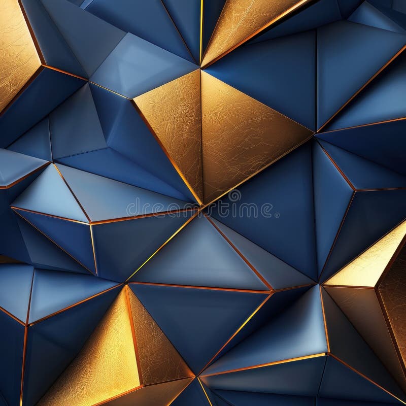 Abstract Blue and Gold Geometric Shapes Stock Illustration ...