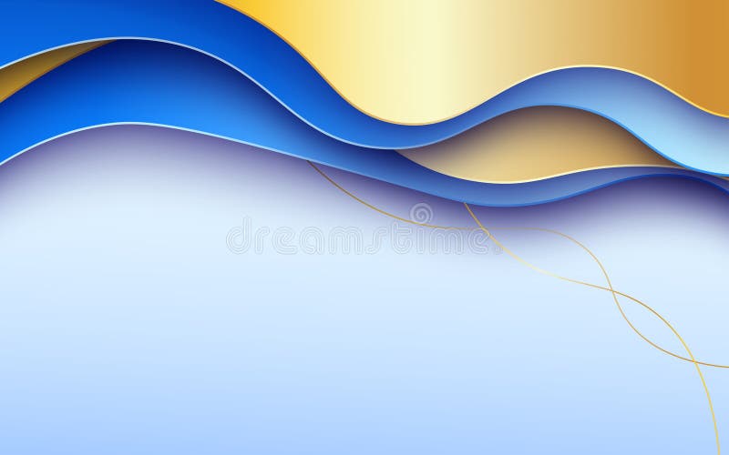 Abstract Blue Gold Gradient Papercut Overlap Layers Background. Stock ...