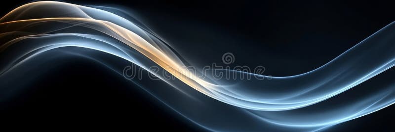 Abstract Blue and Gold Light Wave Design, Abstract Flowing Line of ...
