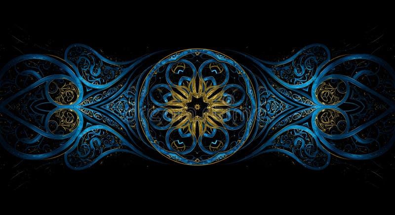 Abstract Blue and Gold Mandala: a Symphony of Intricate Designs Stock ...
