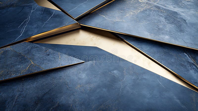 Abstract Blue Gold Marble Geometric Design Stock Illustration ...