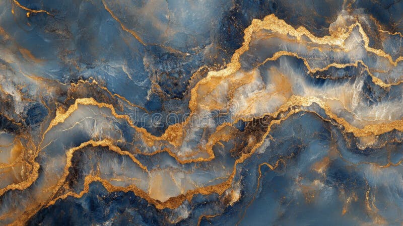 Abstract Blue and Gold Marble Texture Background Stock Illustration ...